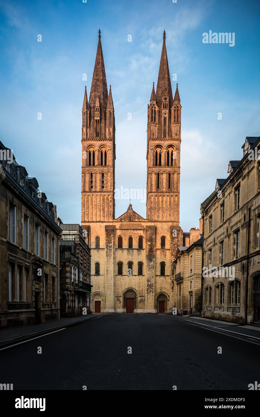 The historic Men’s Abbey in Caen showcases Gothic spires against a ...