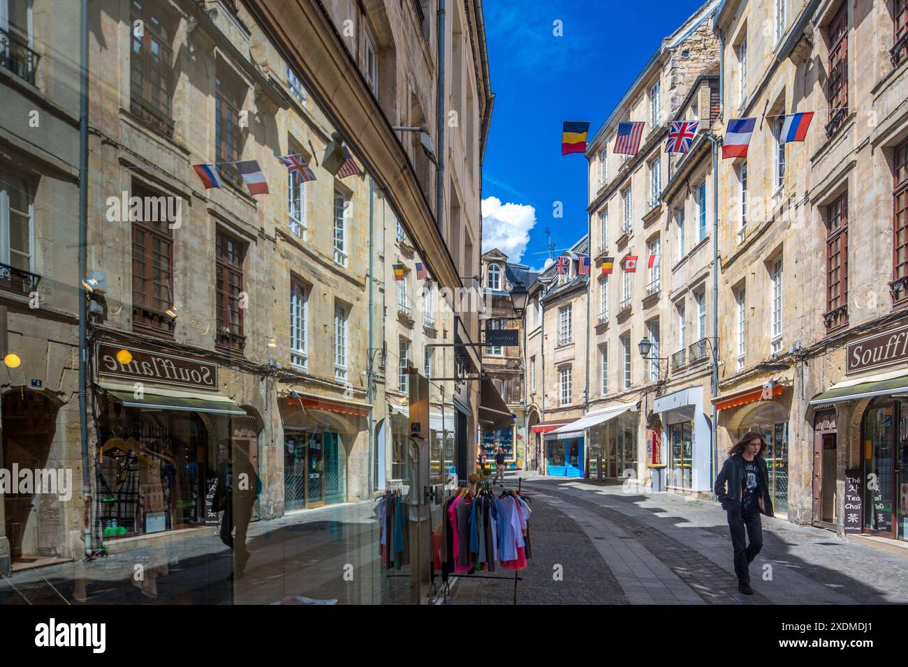 A picturesque street in Caen, Normandy, France, with historic buildings ...