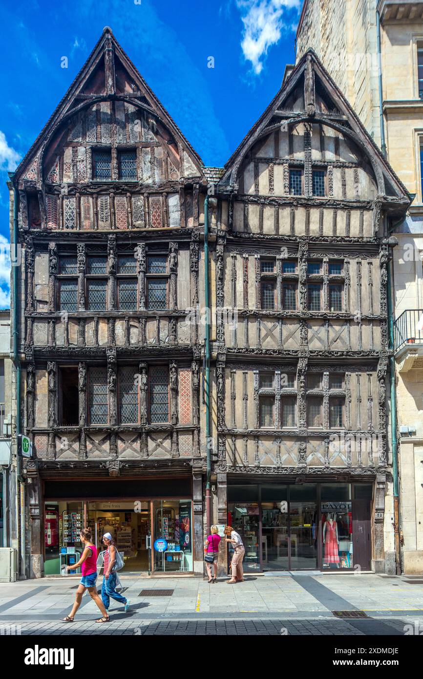View of historic half-timbered buildings in Caen, Normandy, France ...