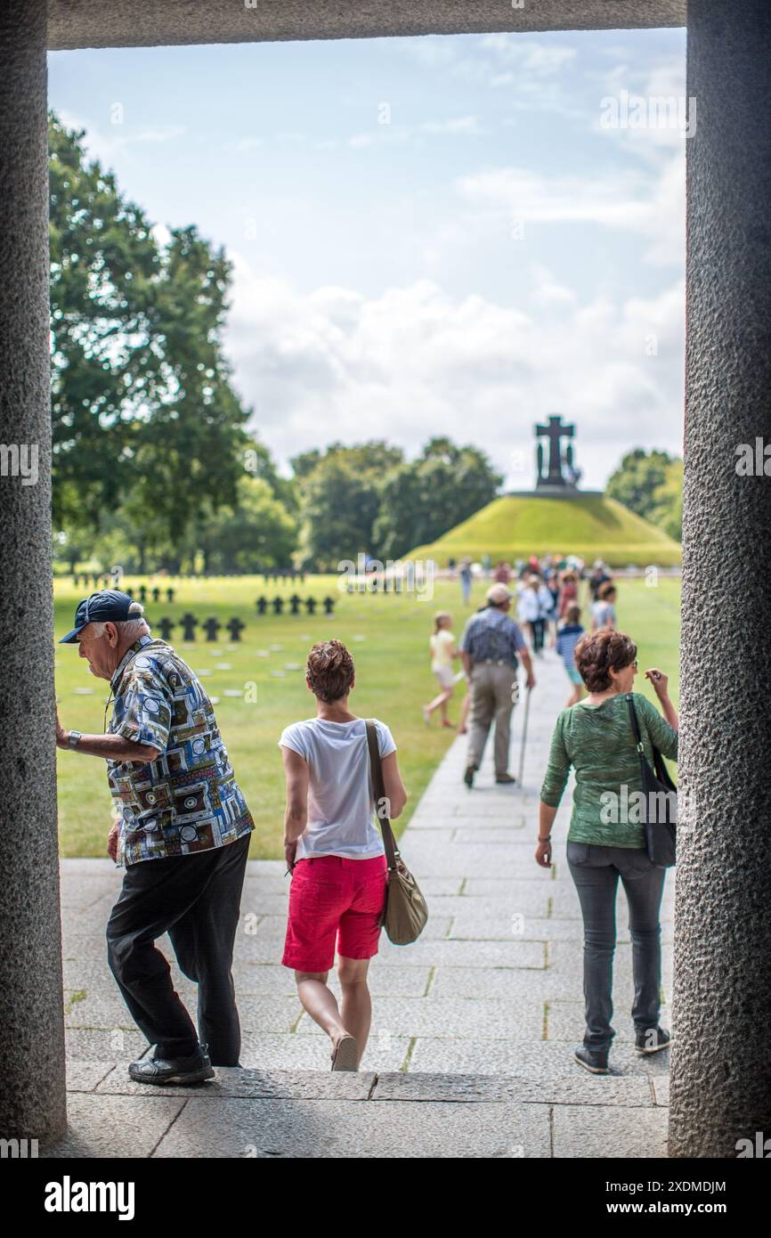 People walking around the German military cemetery in Normandy, France ...