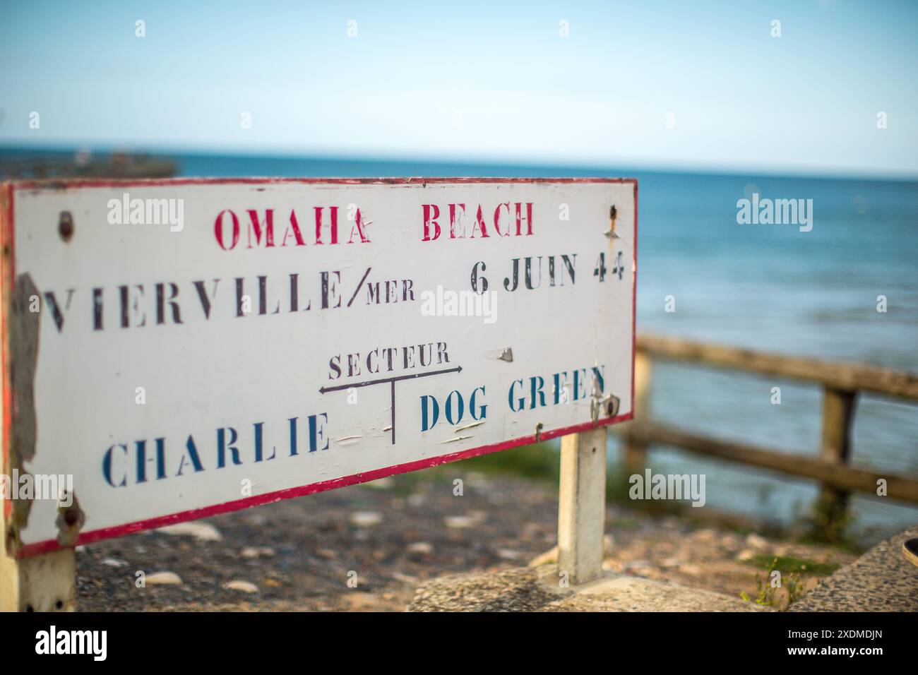 A vintage sign at Omaha Beach in Normandy, France, highlighting its ...