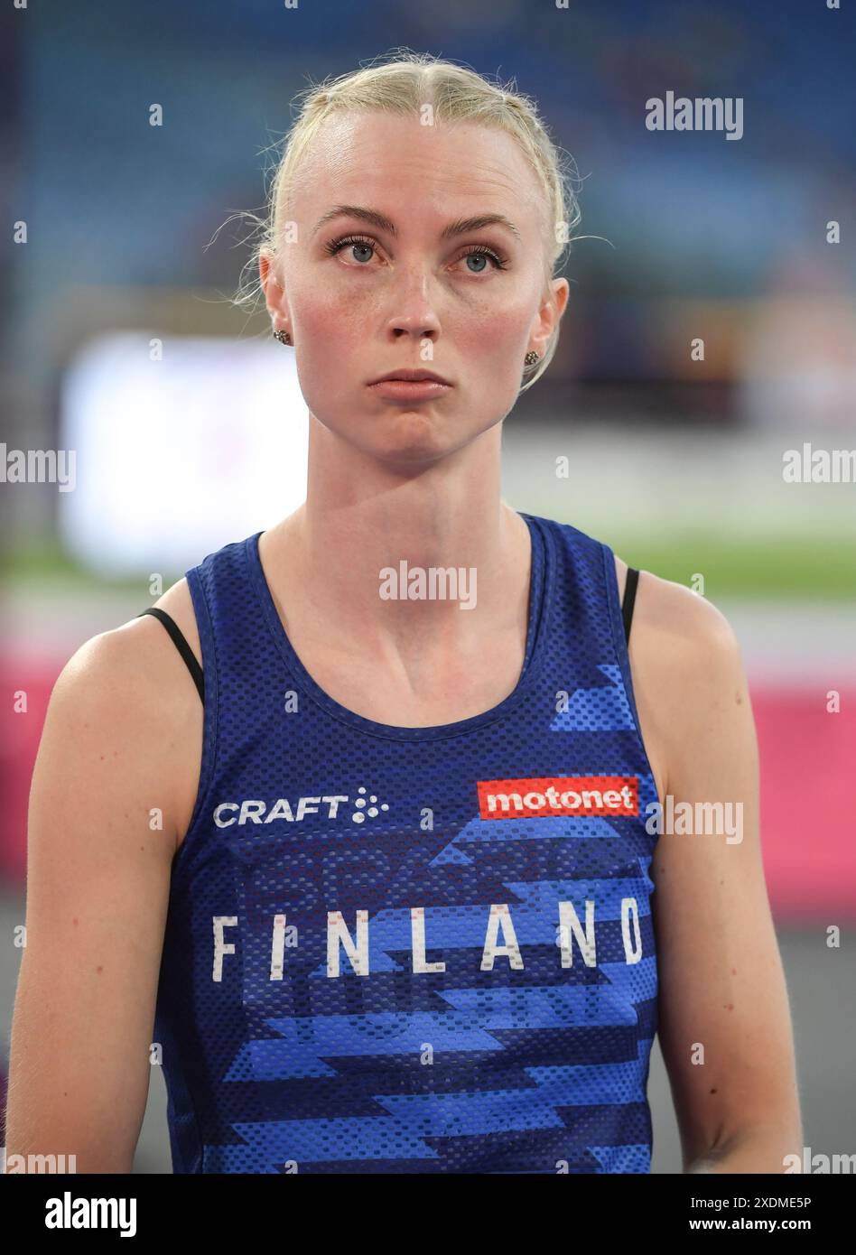 Heta Tuuri of Finland competing in the womens high jump qualification ...
