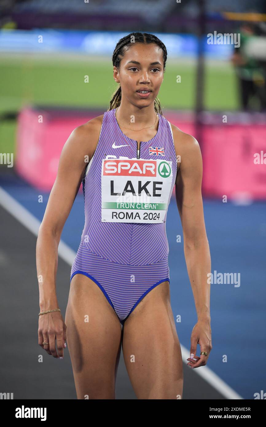 Morgan Lake of Great Britain competing in the womens high jump ...
