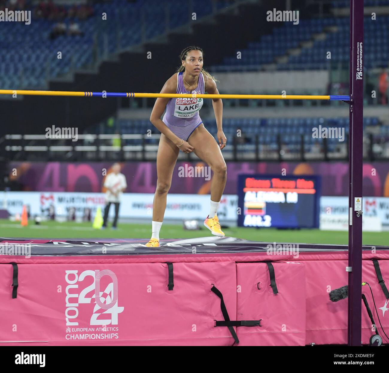 Morgan Lake of Great Britain competing in the womens high jump ...