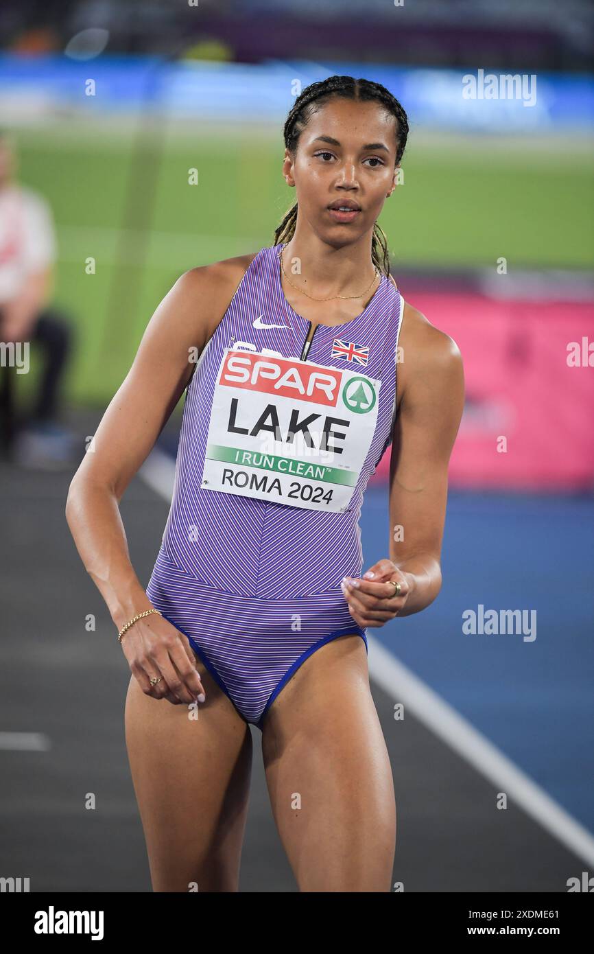 Morgan Lake of Great Britain competing in the womens high jump ...