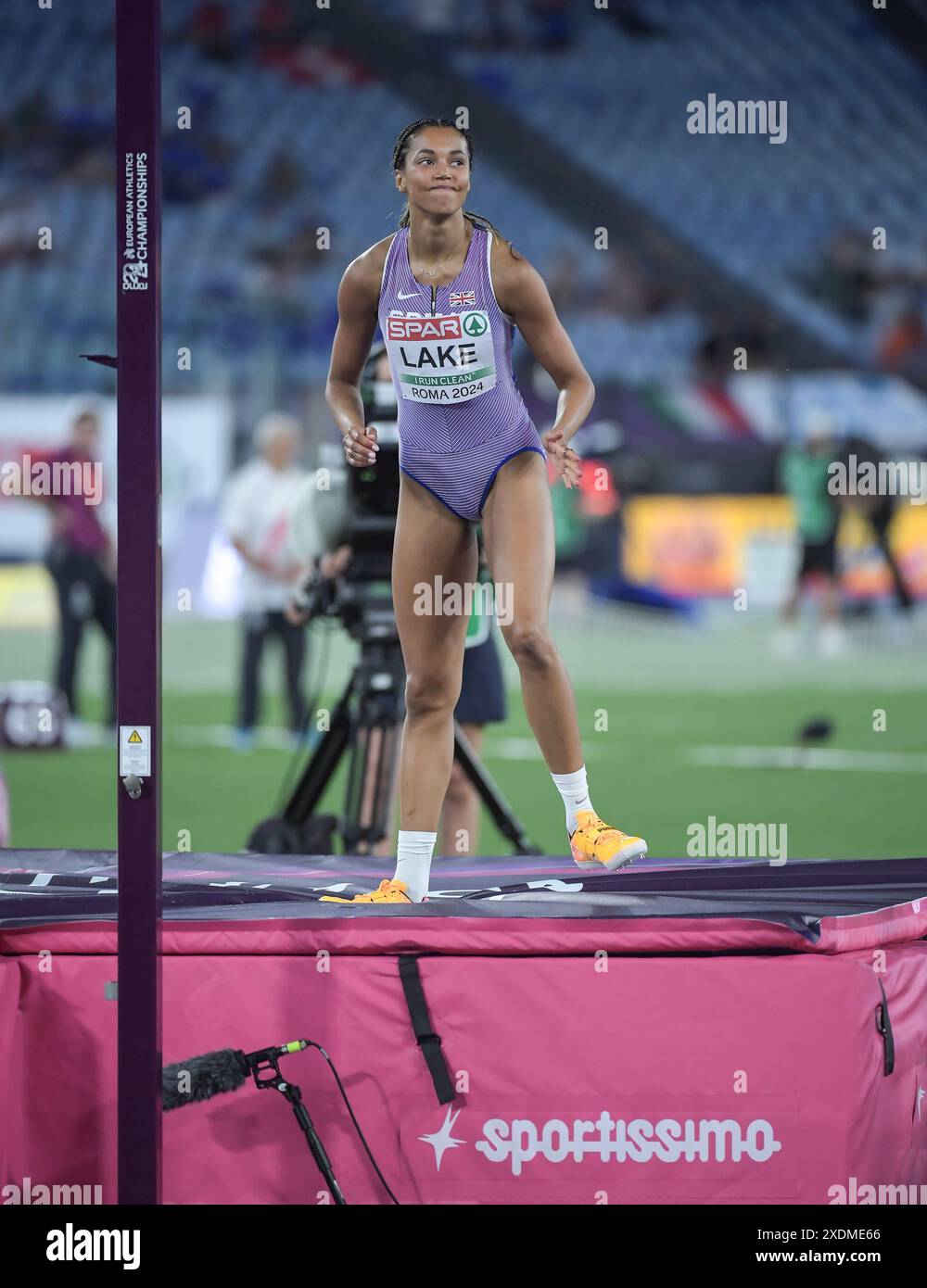 Morgan Lake of Great Britain competing in the womens high jump ...