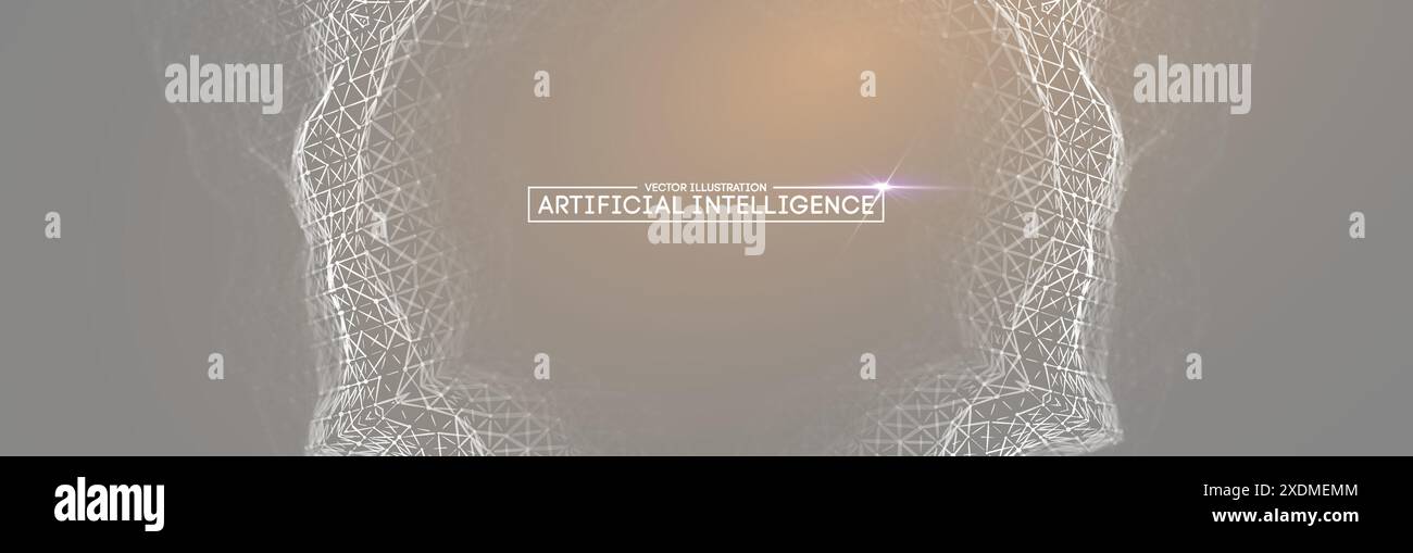 Digital mesh illustrating an abstract AI network with geometric ...