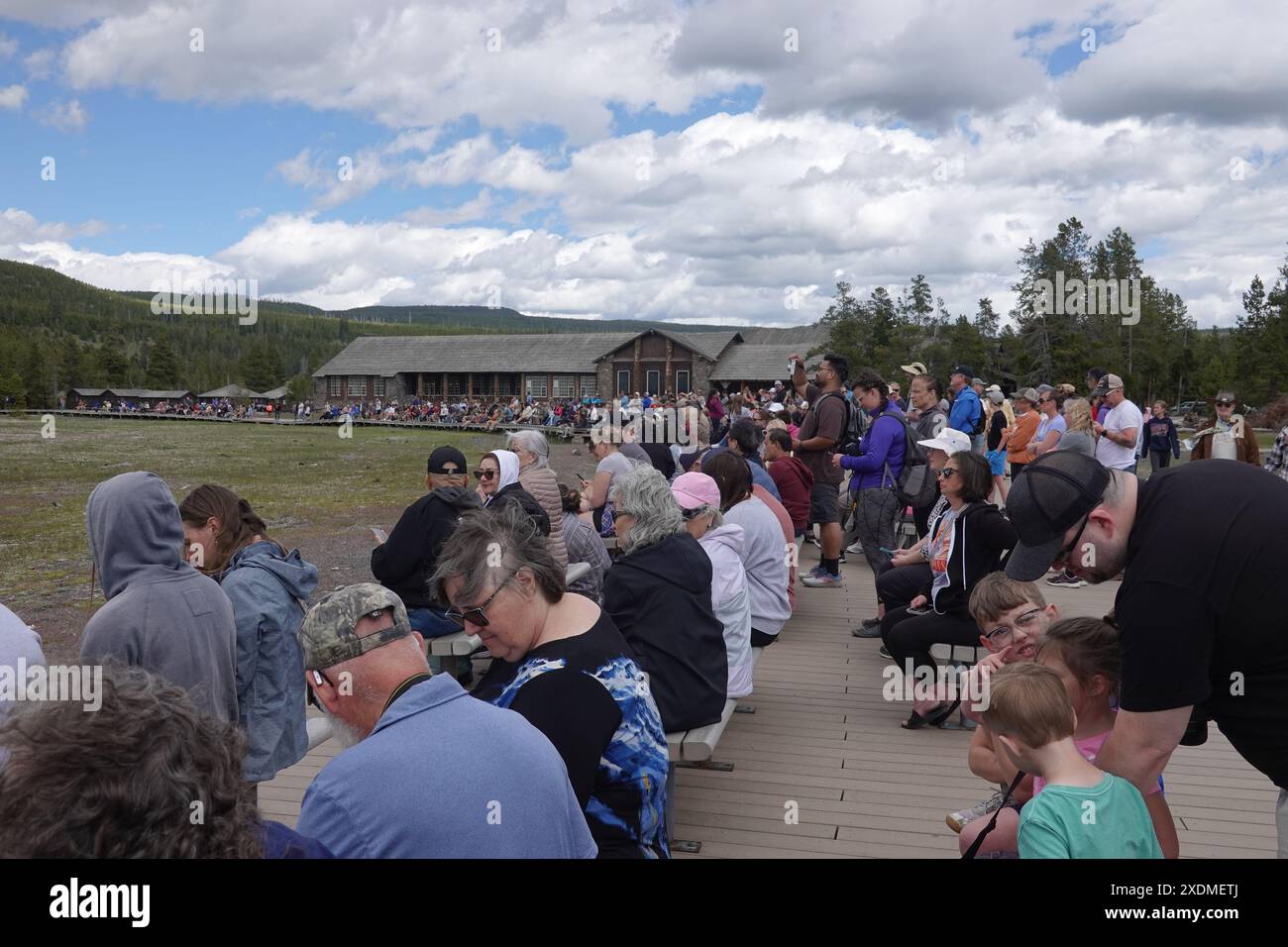 Old faithful seating area hi-res stock photography and images - Alamy