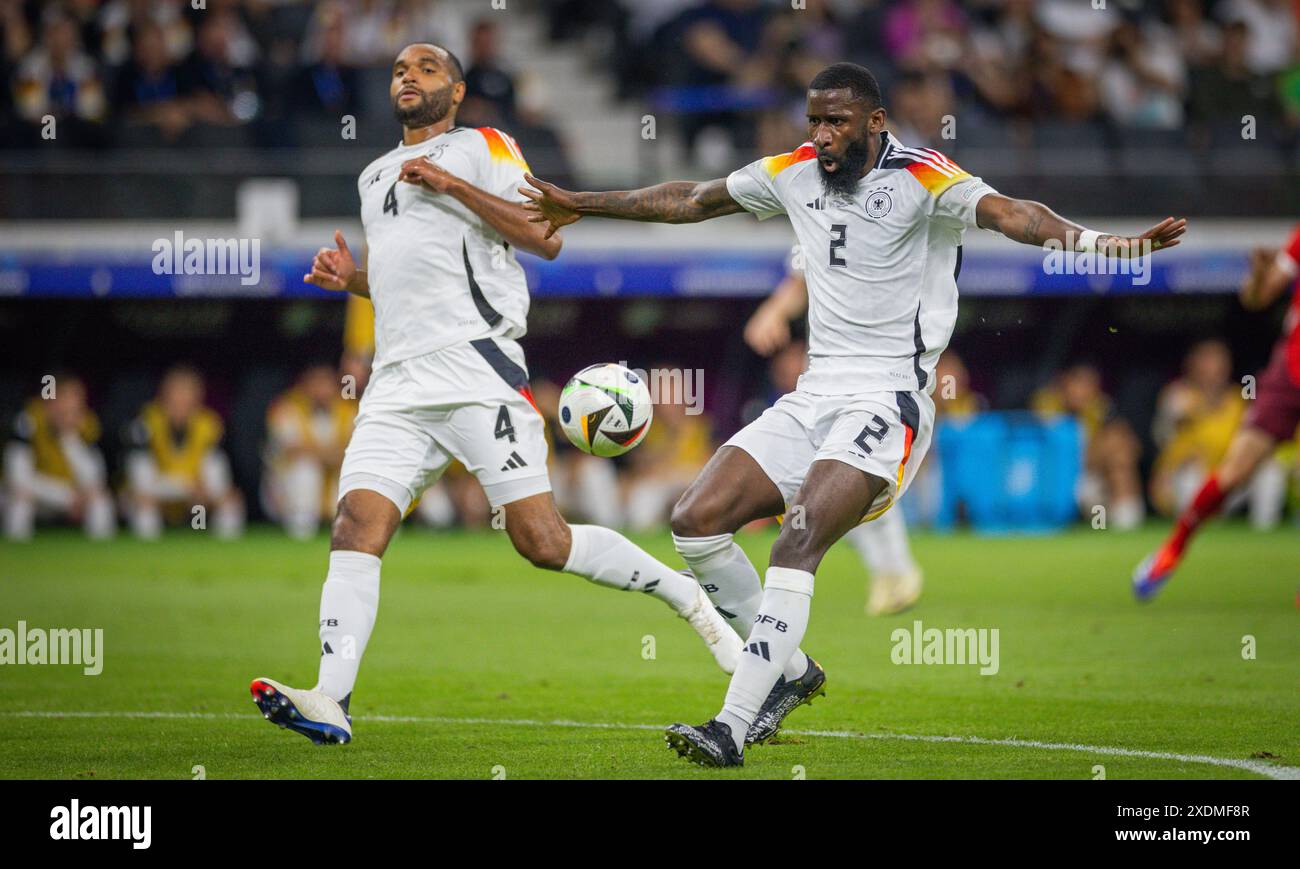 Frankfurt, Germany. 23rd Jun 2024. Antonio Rüdiger (DFB) Jonathan Tah ...