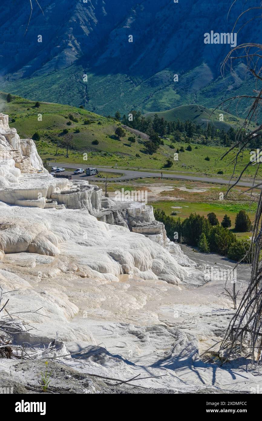 Mammoth hot springs travertine terraces. Yellowstone National Park , Wyoming , USA Stock Photo ...