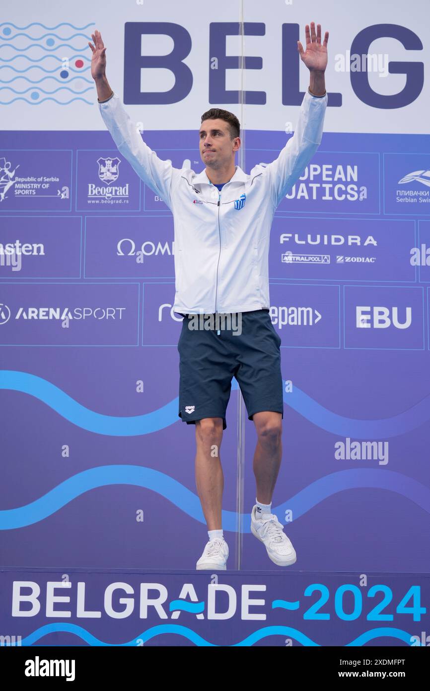 Greece Kristian Gkolomeev celebrates his gold medal in Men's 50m ...