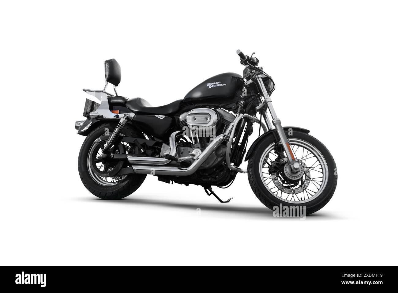 Izmir, Turkey - Jun 6 2024: Side view of a 2009 Harley Davidson motorcycle photographed on a ...