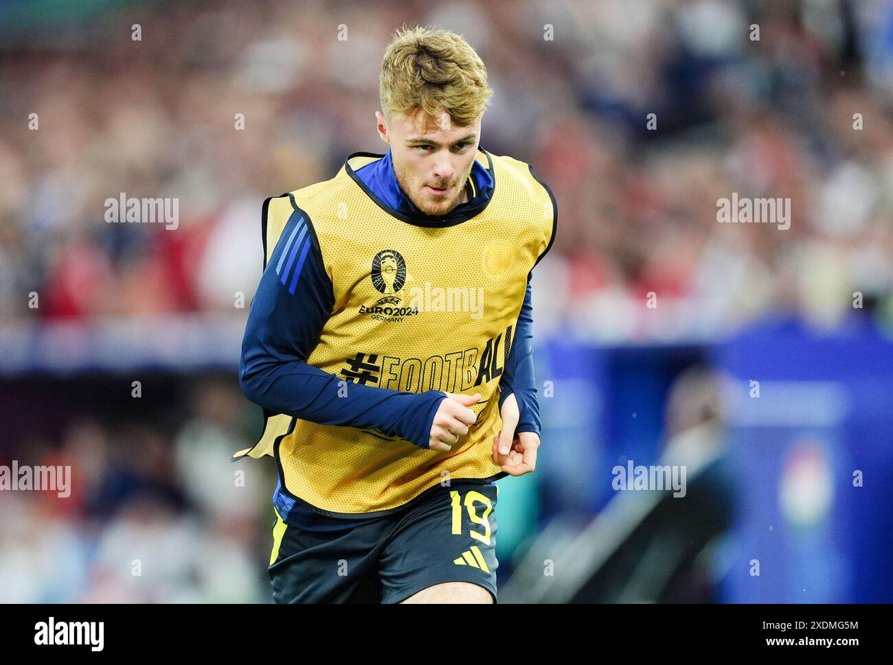 Scotland's Tommy Conway warms up as a substitute during the UEFA Euro ...