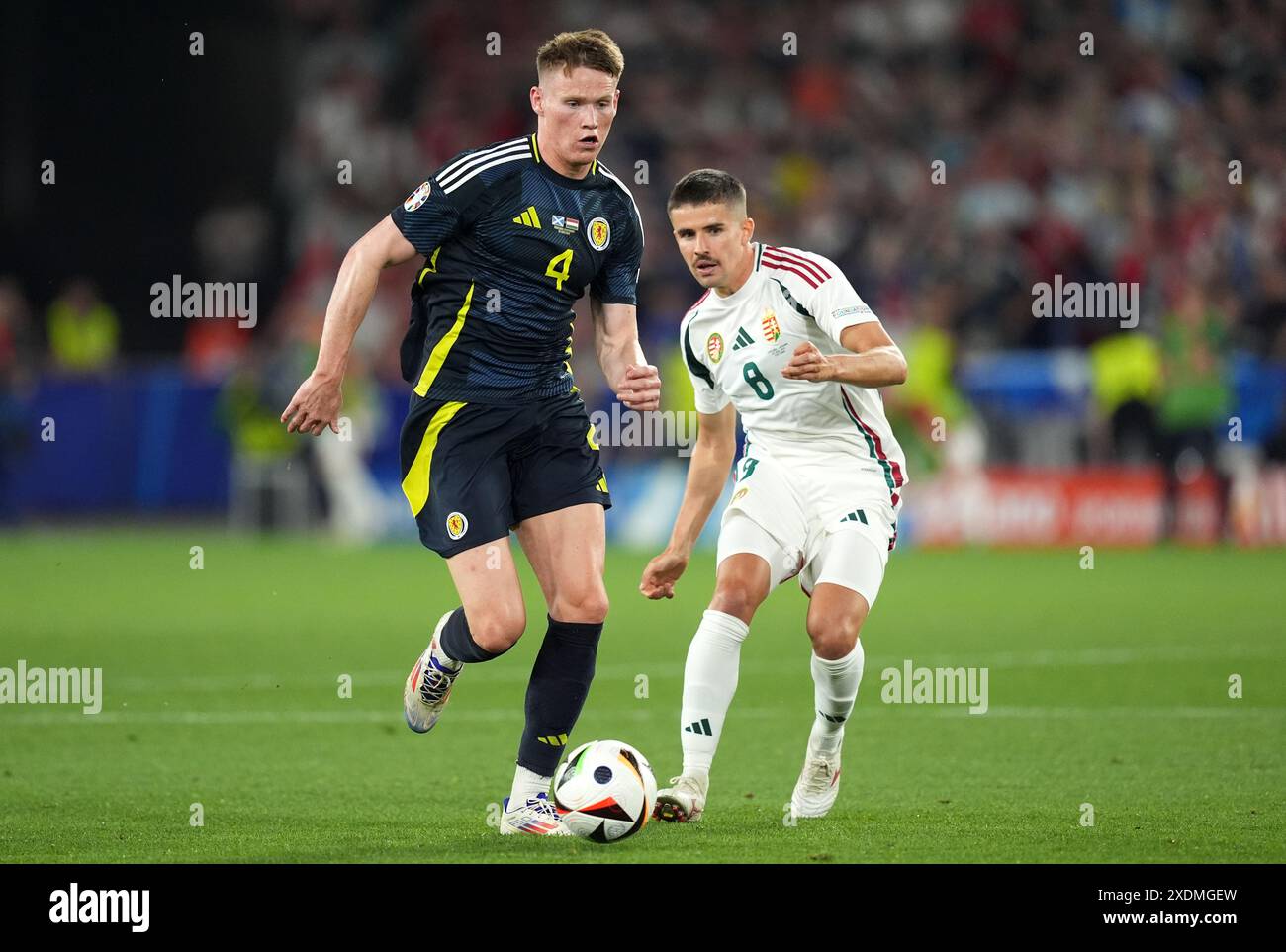 Scotland's Scott McTominay and Hungary's Adam Nagy battle for the ball ...
