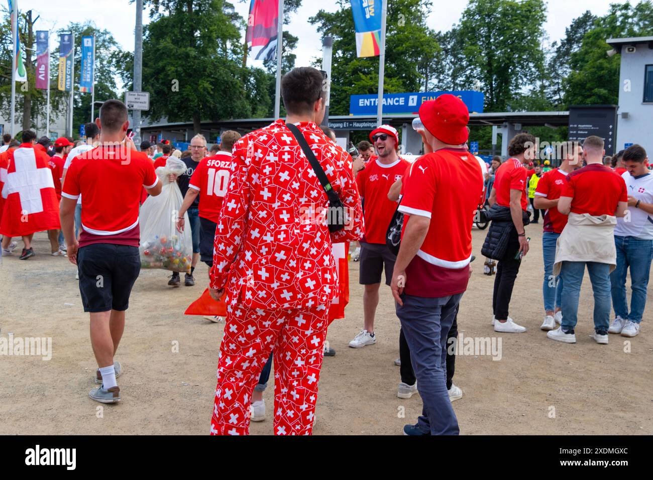 Football fans, spectators, supporters in colorful Germany and ...
