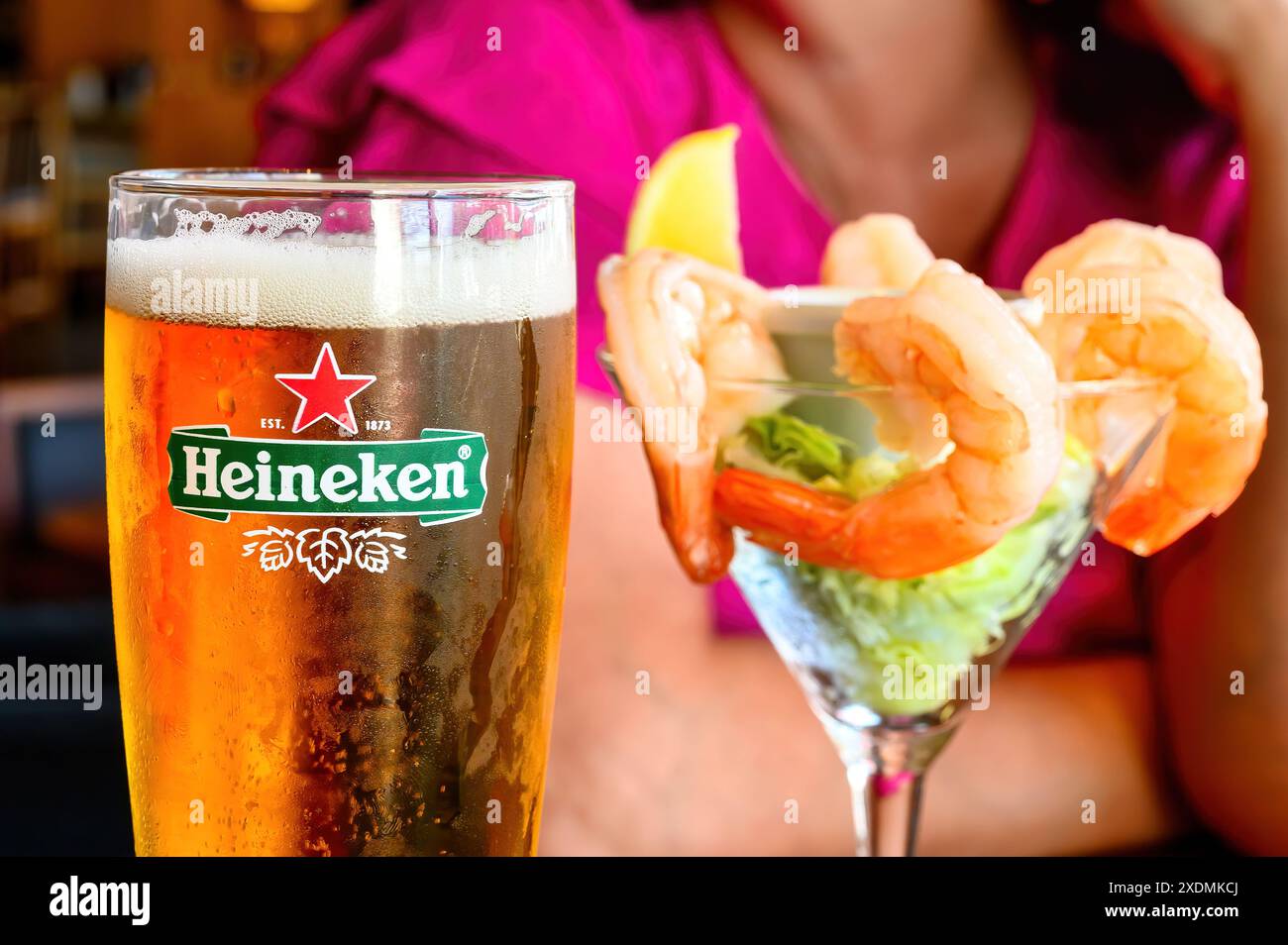 Drinking glass of Heineken beer Stock Photo - Alamy