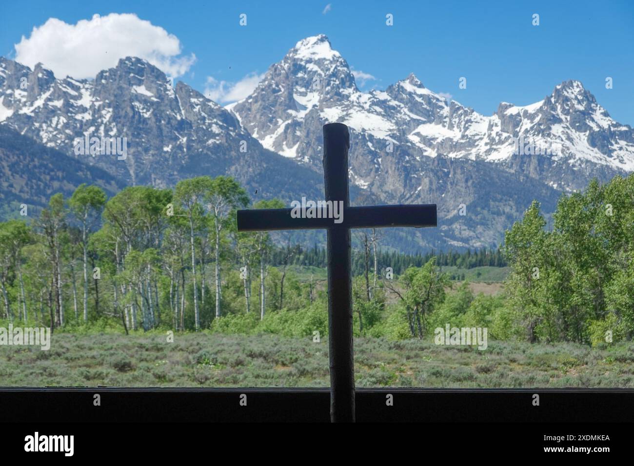 A cross at the Chapel Of The Transfiguration in the Grand Teton ...