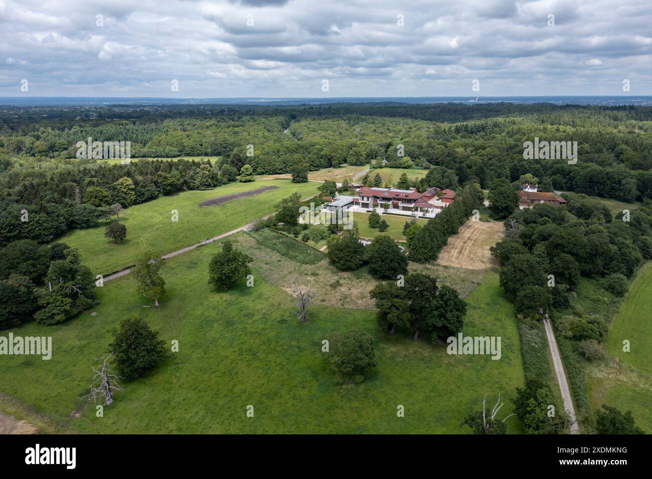 Gernal aerial view of Homje Farm and fields in Sunninghill Park ...