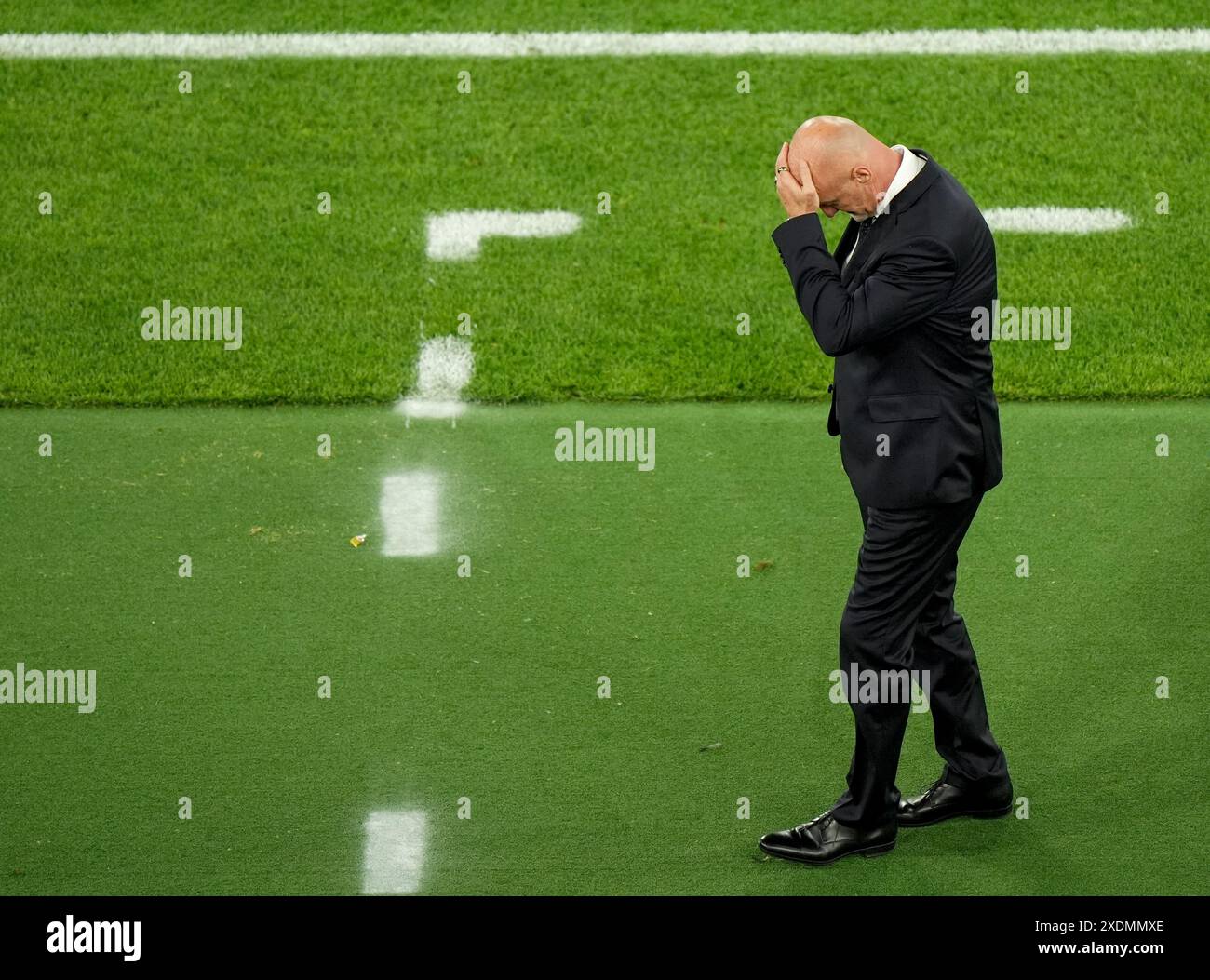 Hungary manager Marco Rossi reacts following Barnabas Varga's collision ...