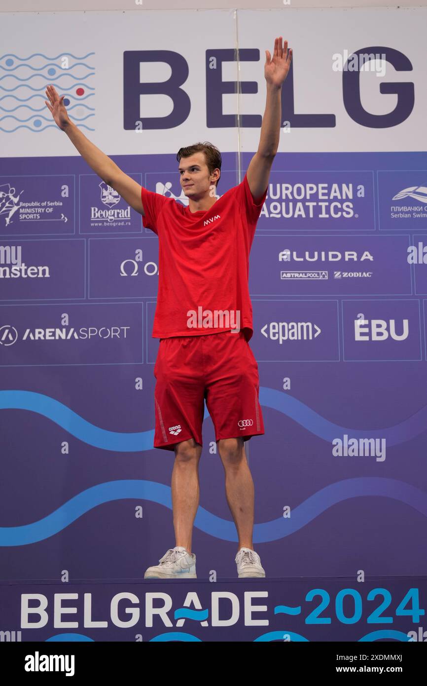 Hungary's Hubert Kos celebrates his gold medal in Men's 200m Individual ...