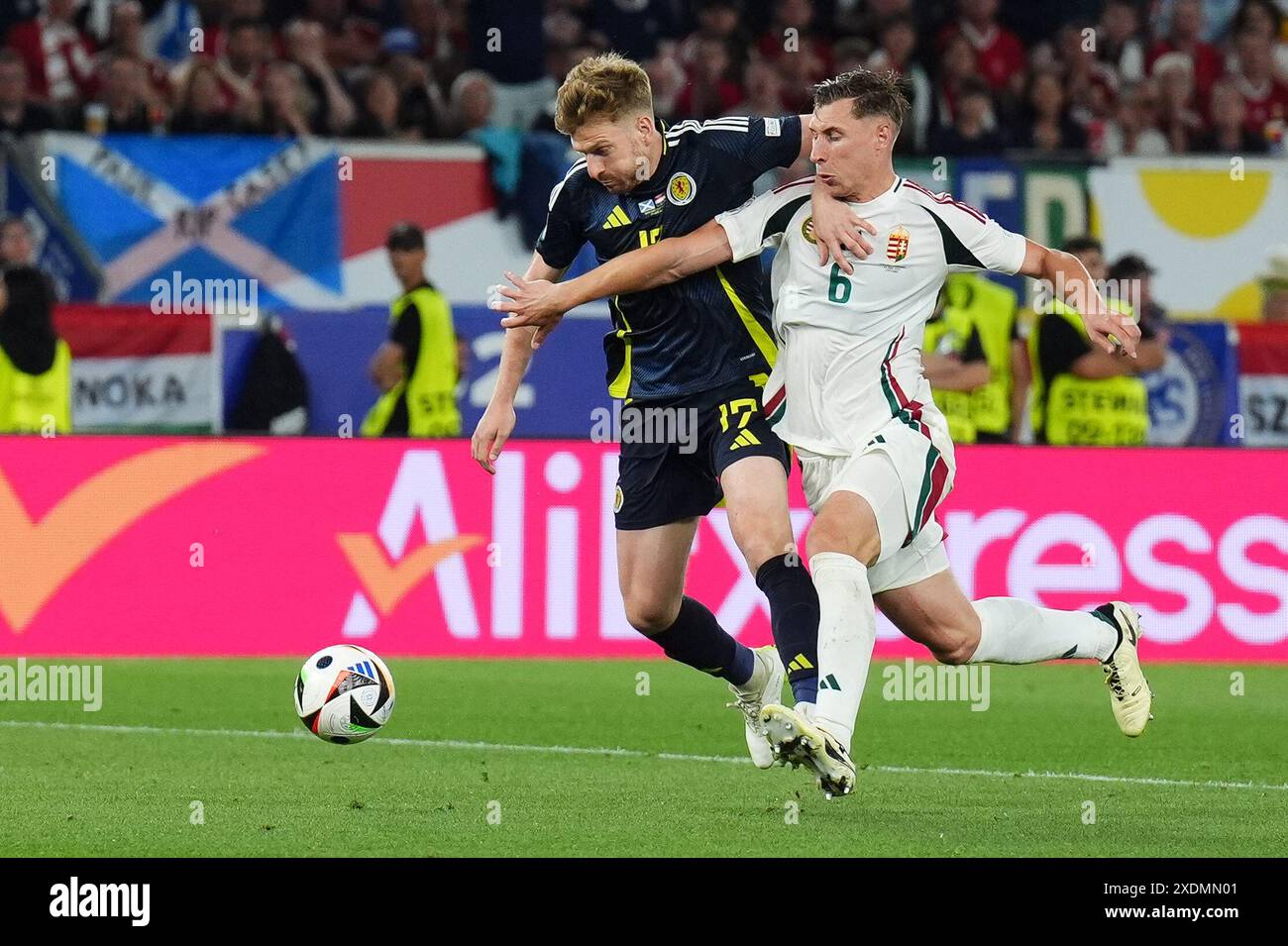 Scotland's Stuart Armstrong (left) and Hungary's Willi Orban battle for ...