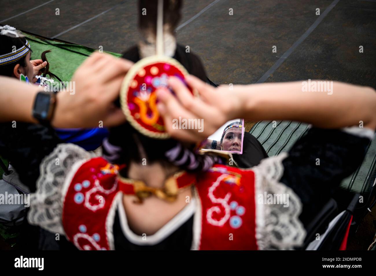 Ottawa, Can. 23rd June, 2024. Fancy shawl dancer Jennifer Tenasco ...