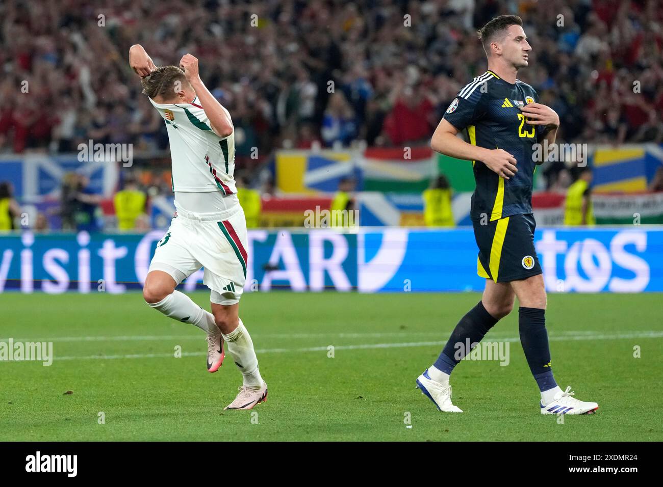Hungary's Kevin Csoboth celebrates after scoring during a Group A match ...
