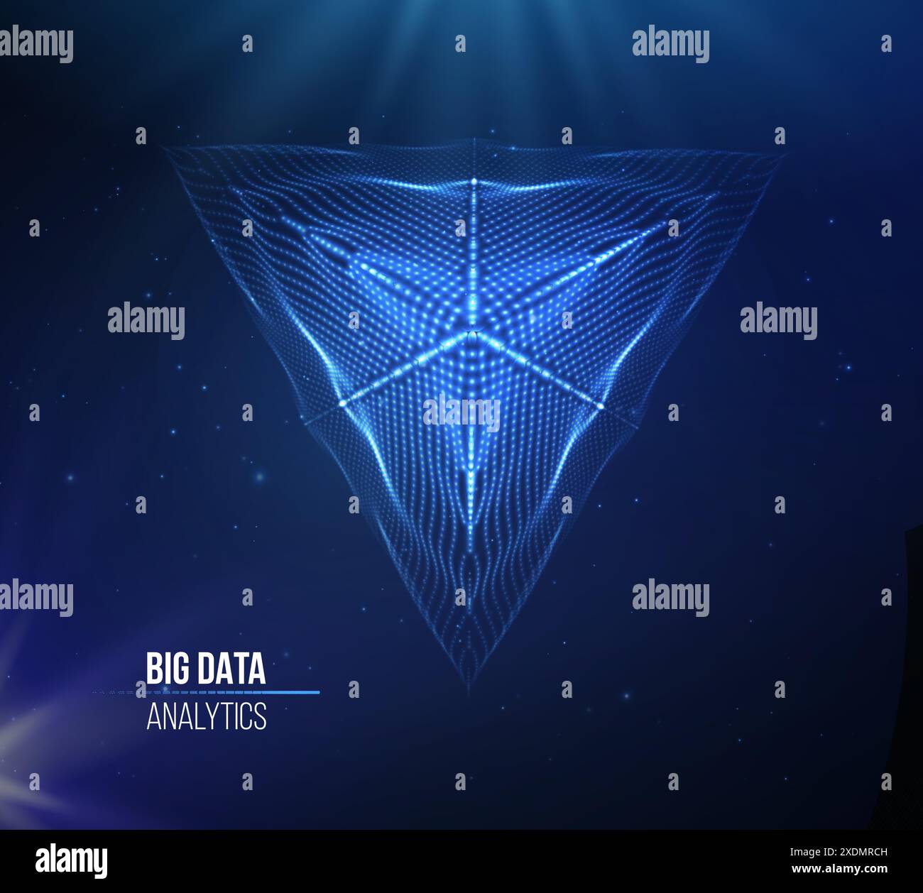 Blue digital mesh representing an AI network with abstract geometric ...