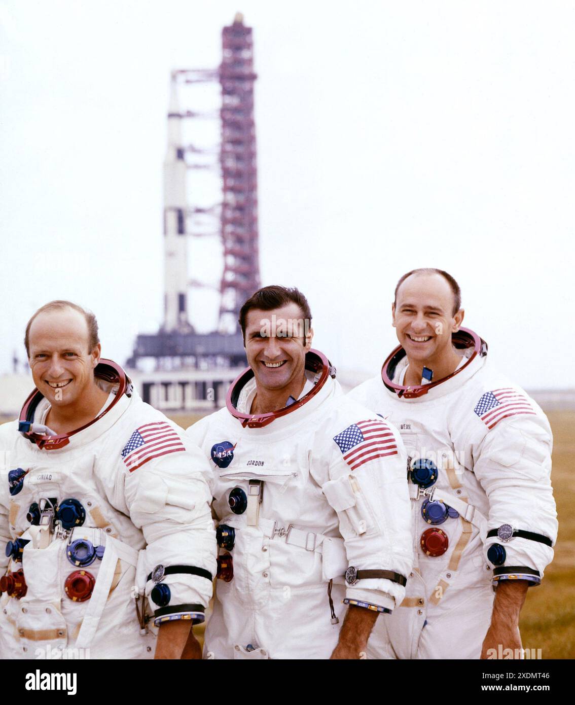 Pete Conrad, Dick Gordon, and Alan Bean with their Apollo 12 Saturn V ...