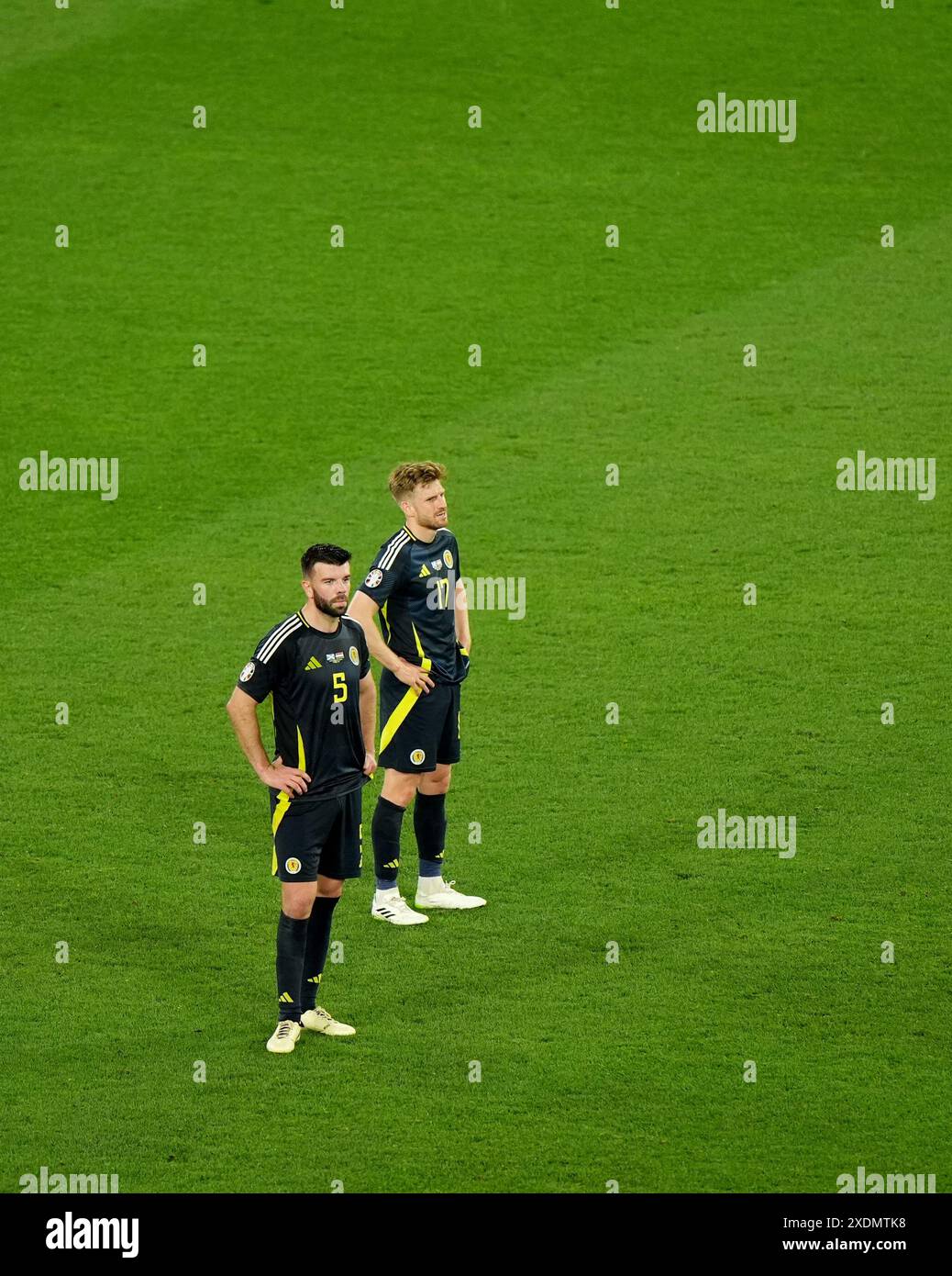Scotland's Grant Hanley (left) and Stuart Armstrong show their ...