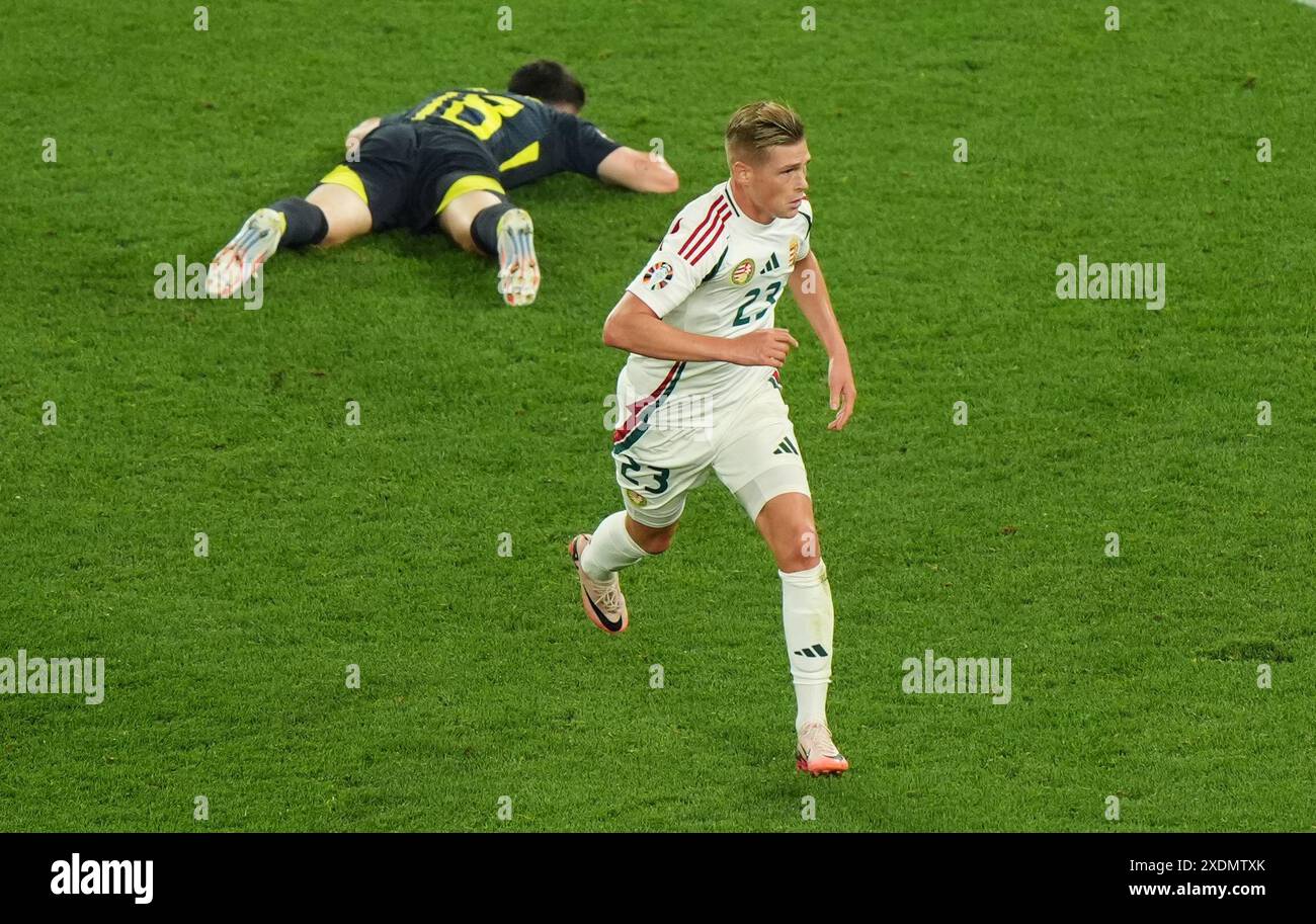 Hungary's Kevin Csoboth (right) celebrates scoring the winning goal ...