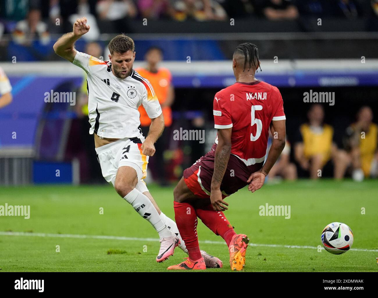 Germany's Toni Kroos in action against Switzerland's Manuel Akanji ...