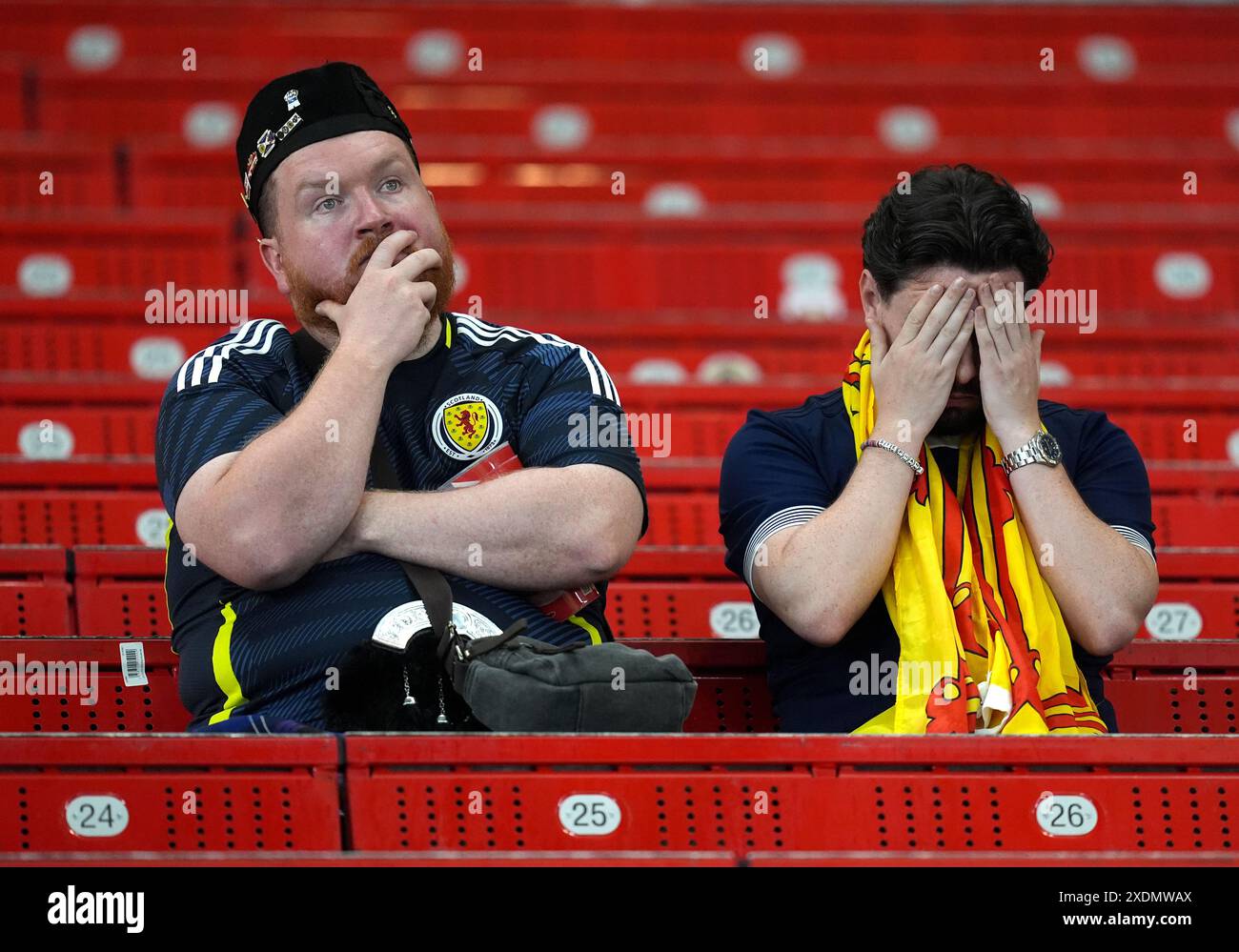 Scotland fans dejected after exiting the tournament following the UEFA ...