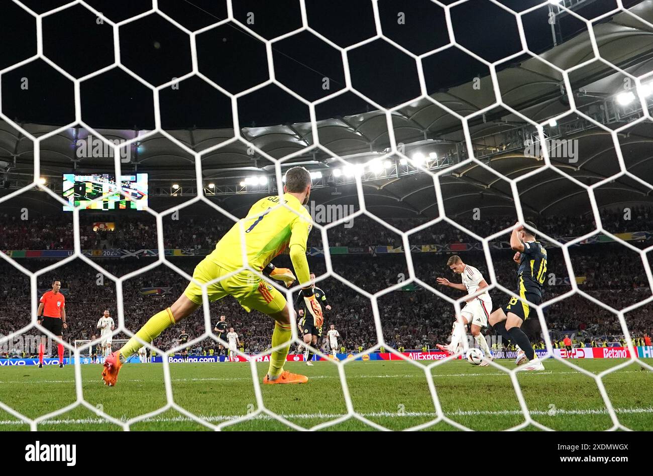 Hungary's Kevin Csoboth scores their side's first goal of the game ...