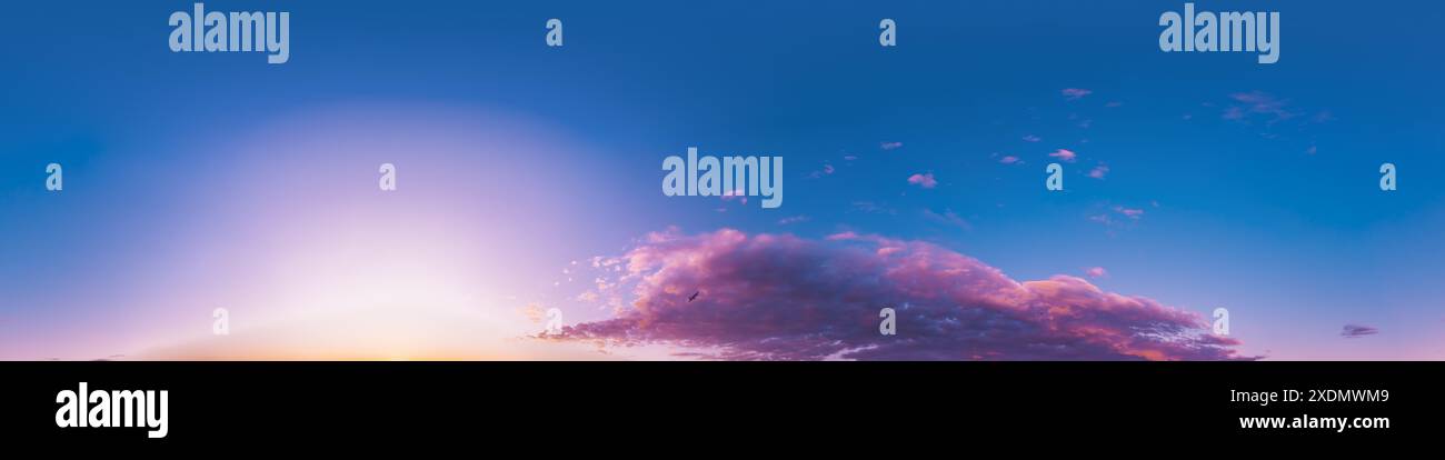 Dramatic Sunset sky 360 panorama. Vibrant sky with bright glowing red ...