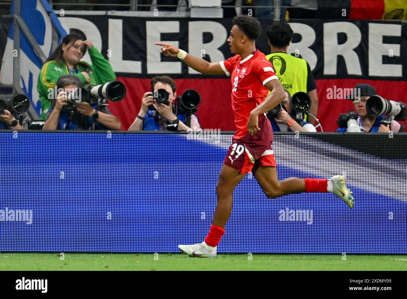 Dan Ndoye (19) of Switzerland celebrates after scoring the 1-0 goal ...