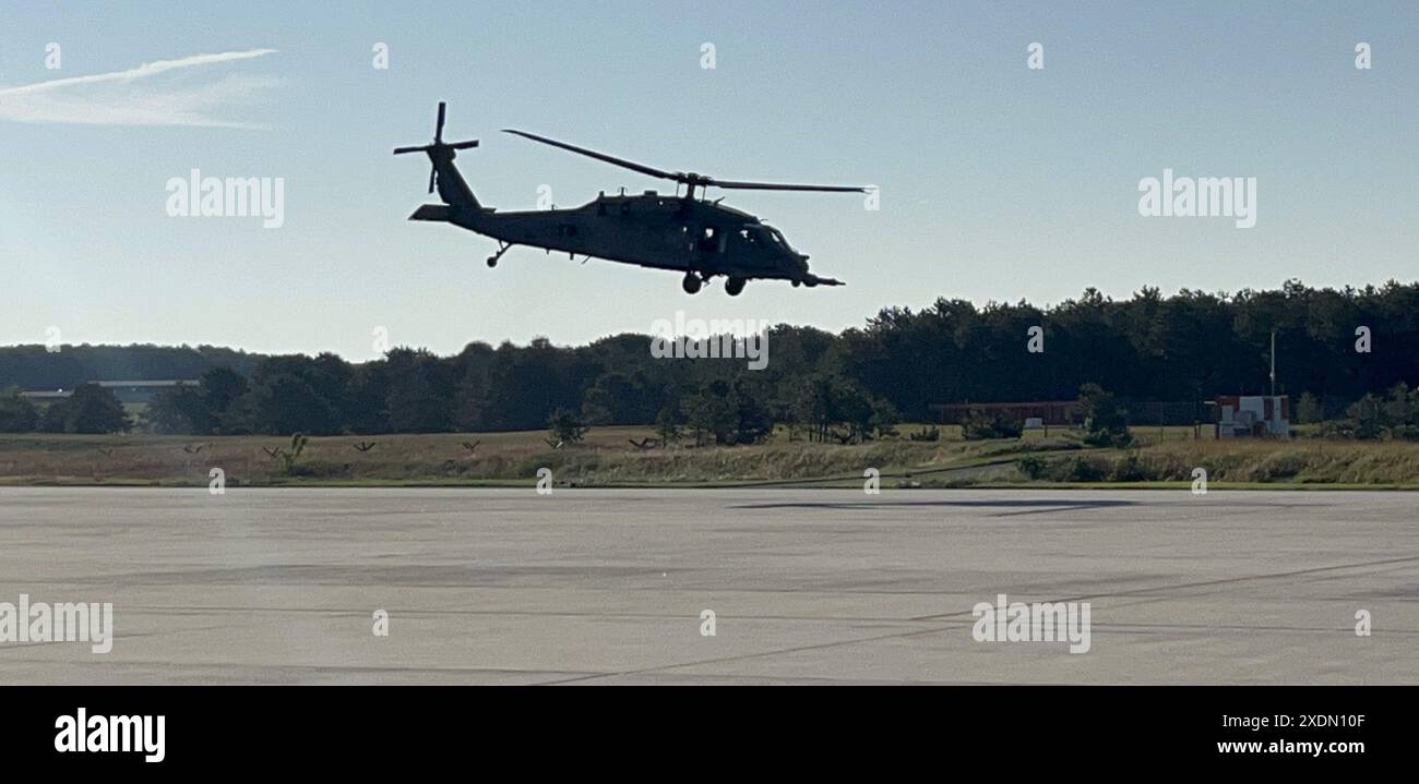 An HH-60G Pave Hawk helicopter assigned to the 101st Rescue Squadron ...