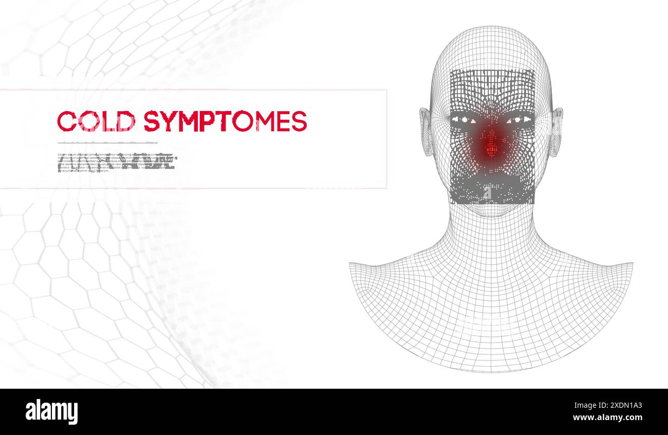 Wireframe Human Head with Cold Symptoms Highlight Stock Vector Image ...
