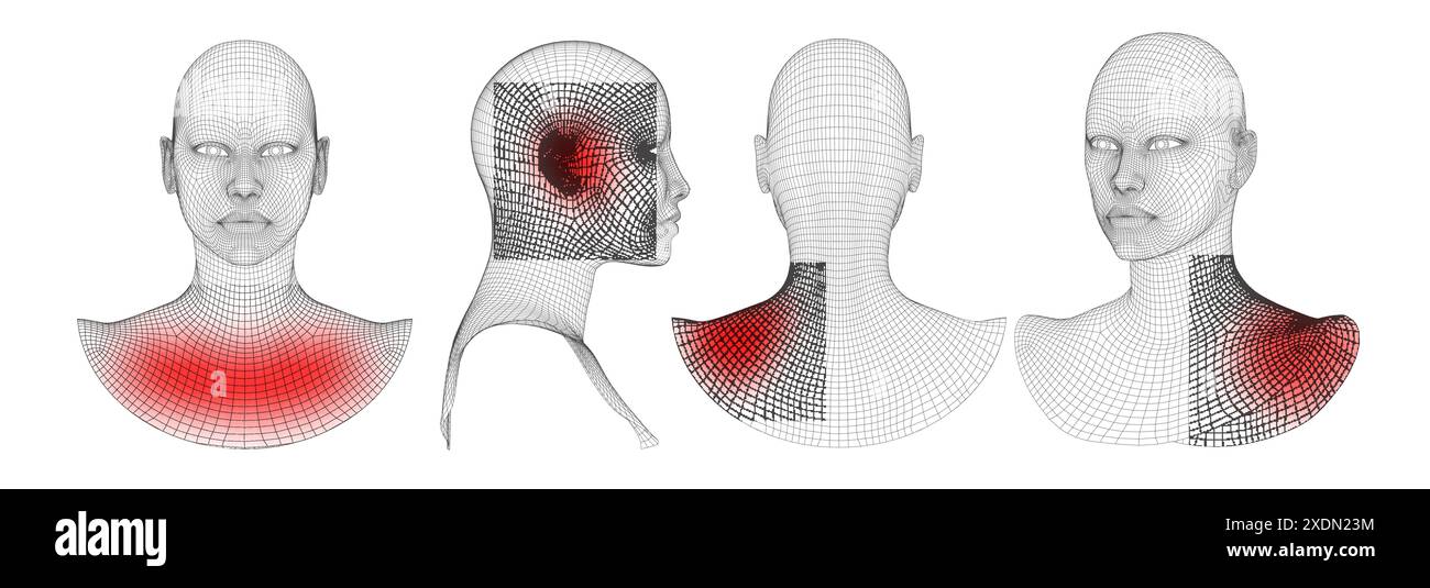 Human Facial Pain Points Wireframe Illustration Stock Vector Image ...