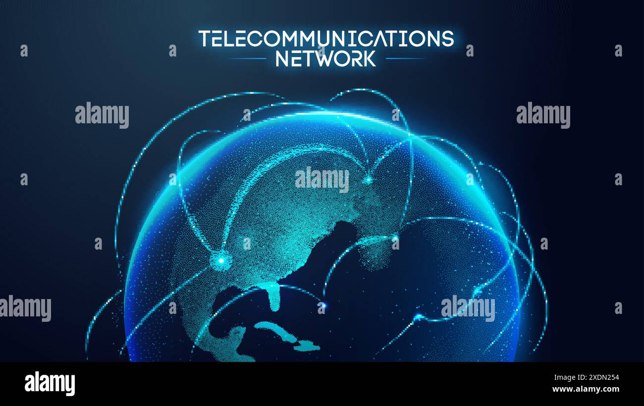 Global telecommunications network with digital connections Stock Vector ...