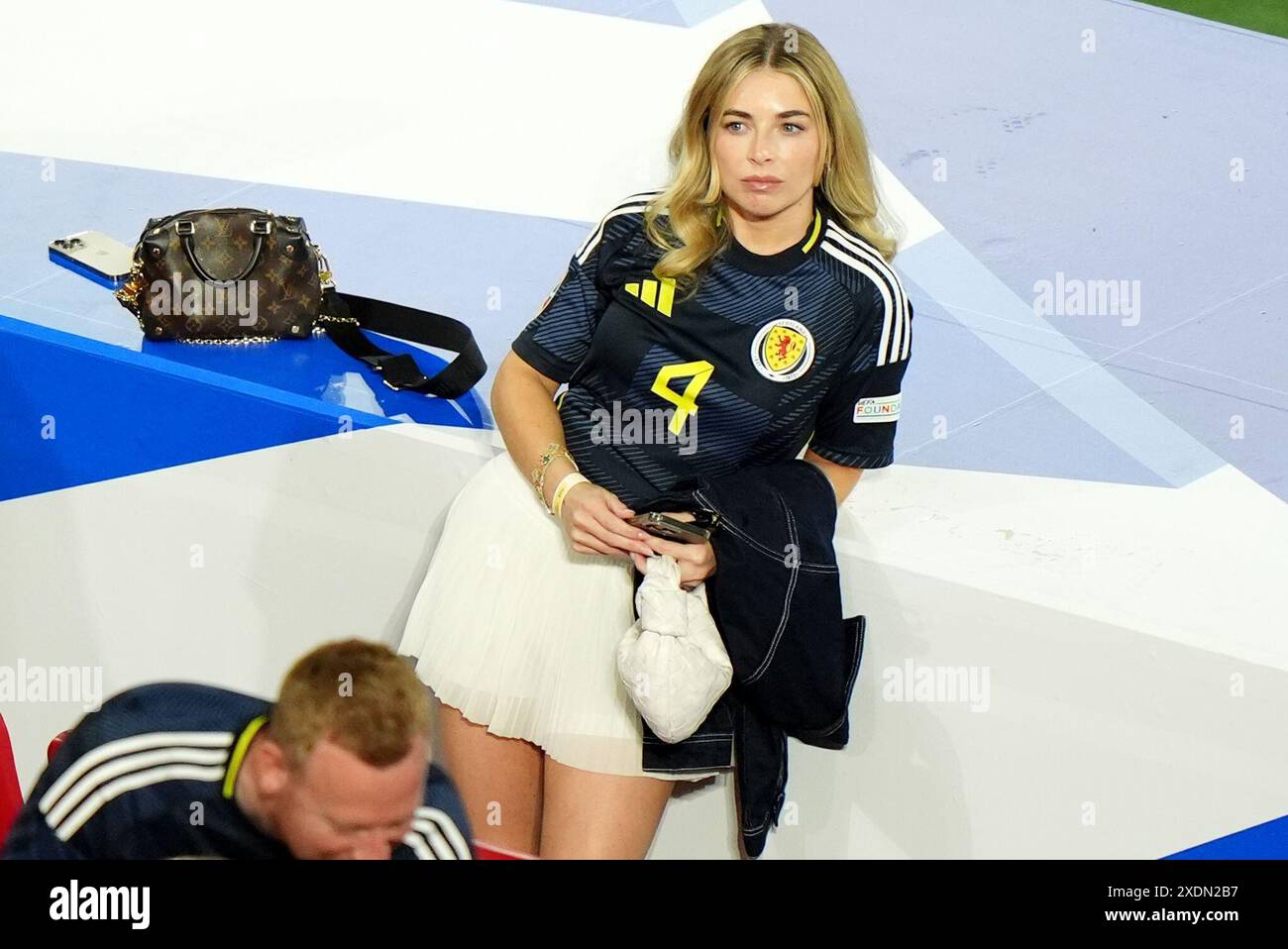 Scotland's Scott McTominay's partner Cam Reading in the stands after the UEFA Euro 2024 Group A ...
