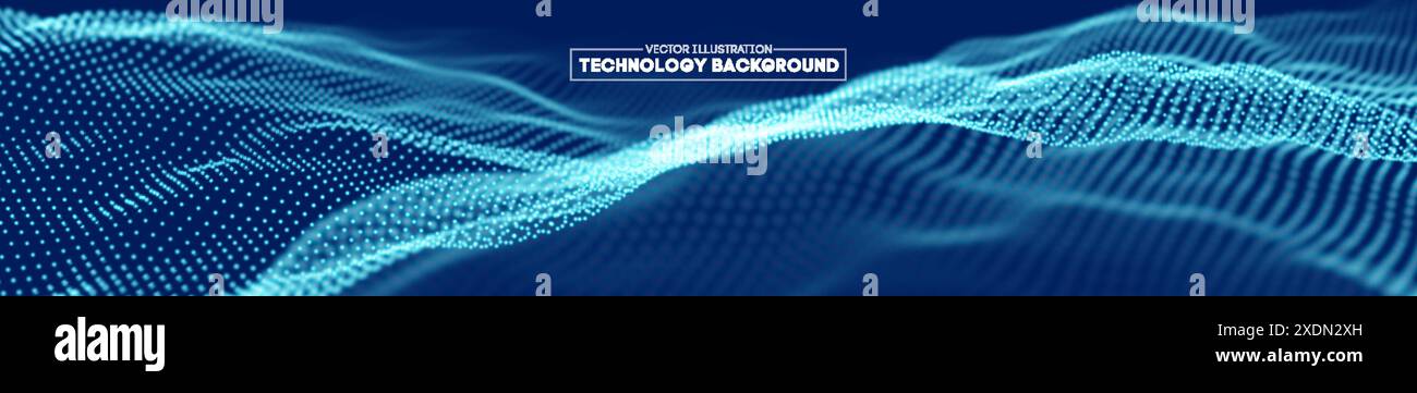 Blue Dot Matrix Wave Technology Background Stock Vector Image & Art - Alamy