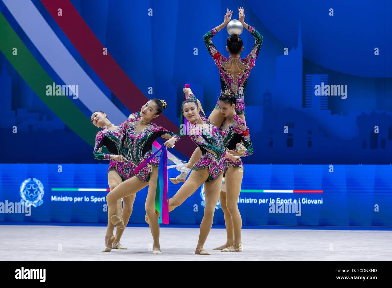 Team China during Finals 3 Ribbons ans 2 Balls of FIG Rhythmic ...