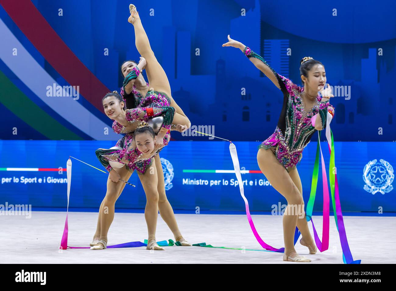 Team China during Finals 3 Ribbons ans 2 Balls of FIG Rhythmic Gymnastics World Cup, at Unipol ...