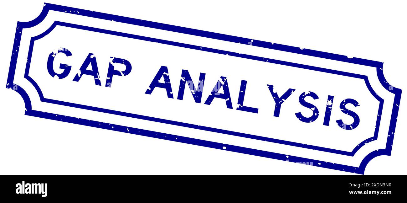 Grunge blue gap analysis word rubber seal stamp on white background ...