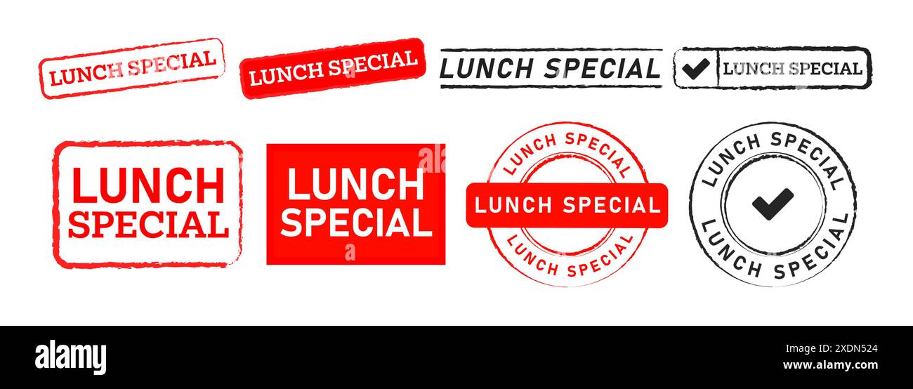 red and black color rubber stamp lunch special label sticker sign for ...