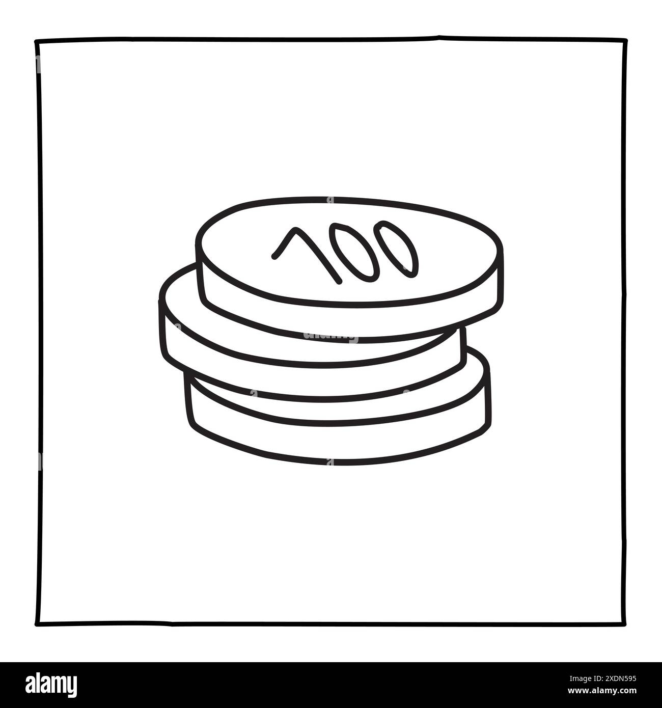 Doodle coin icon or logo, hand drawn with thin black line Stock Vector ...
