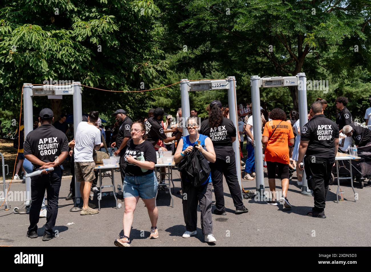 Metal detectors install to check attendance for rally in the Bronx with ...