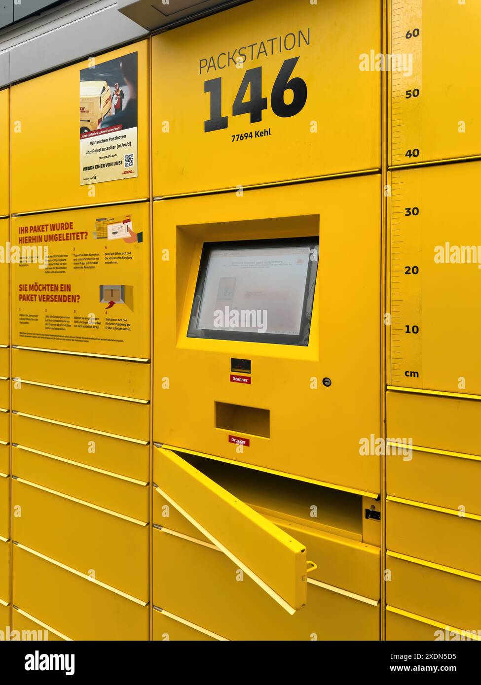 Kehl, Germany - Apr 2024: A yellow DHL Packstation 146 in Kehl, Germany ...