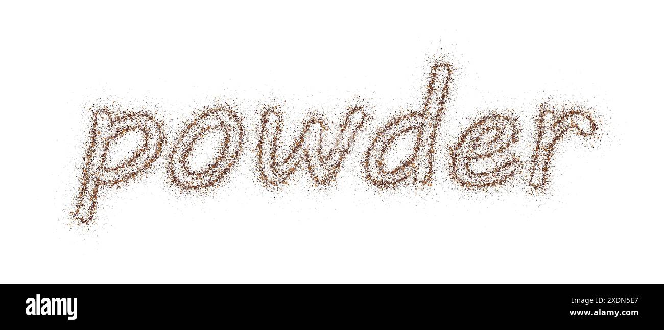 Word powder consists of particles ground from cocoa or coffee, flying dust pieces. Coffee ...